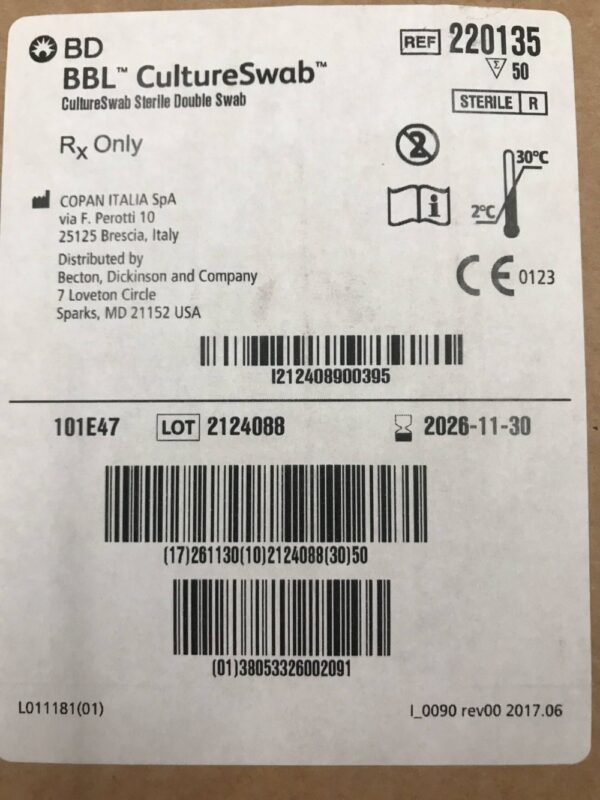 BD 220135 BBL CultureSwab (50/Box) - GB TECH USA