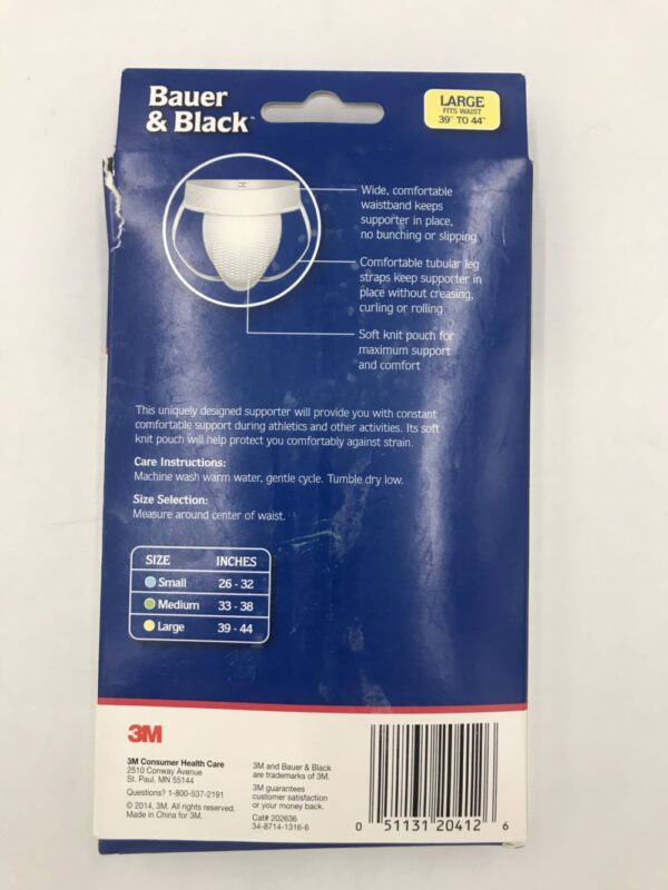 3M 202636 Bauer & Black Adult Athletic Support, Large 39in-44in - GB ...