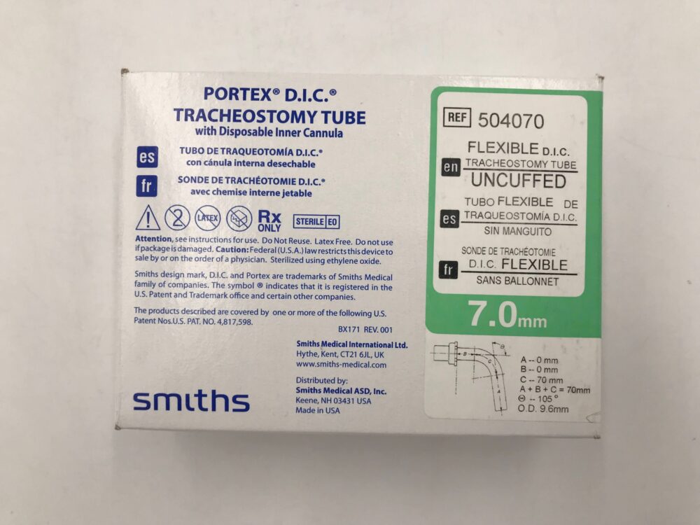 SMITHS MEDICAL 504070 Portex D.I.C. Tracheostomy Tube w/ Disp. Inner Cannula 7mm – GB TECH USA