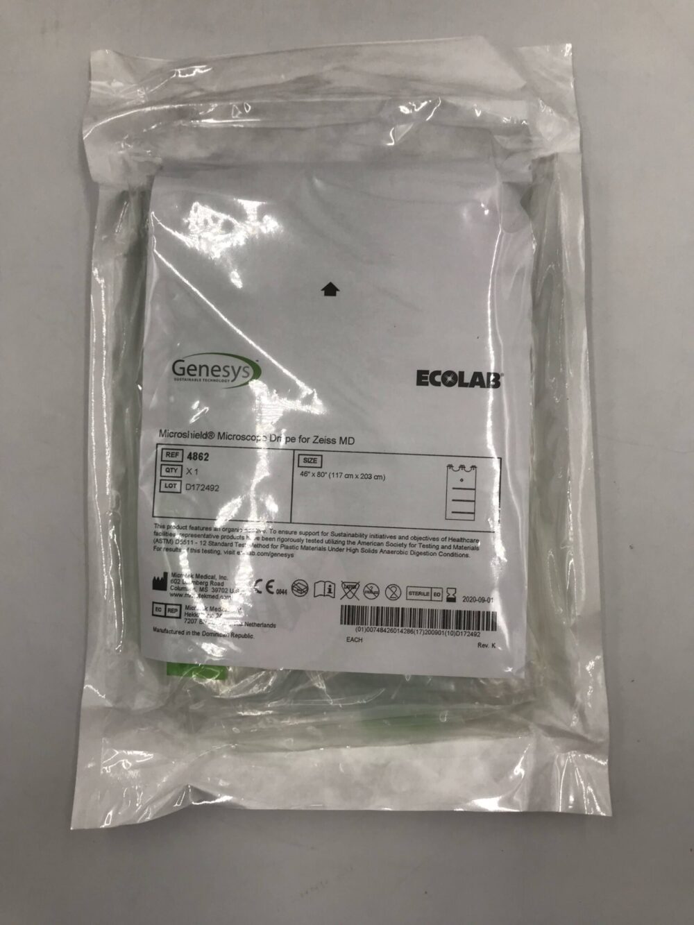 MICROTEK 4862 Ecolab Genesys Microshield Microscope Drape for Zeiss MD ...