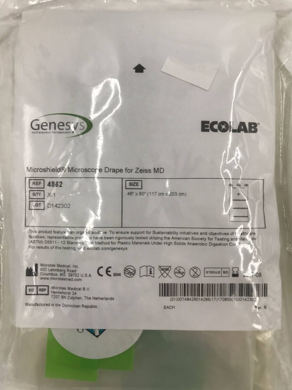 MICROTEK 4862 Ecolab Genesys Microschile Microscope Drape for Zeiss MD ...