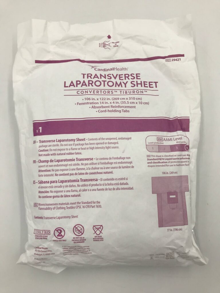 CARDINAL HEALTH 29421 Transverse Laparotomy Sheet 106″ x 122″ x 77 ...