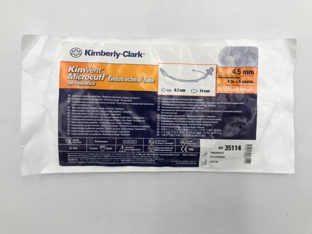 KIMBERLY-CLARK 35114 KimVent Microcuff Endotracheal Tube Pediatrics 4 ...