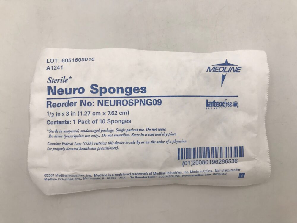 MEDLINE NEUROSPNG09 Neuro Sponges 1/2in x 3in (10/Pkg) – GB TECH USA