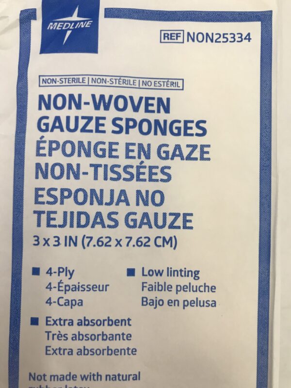 Medline NON25334 Non-Woven Gauze Sponges 3 x 3in 4Ply Low Linting Extra ...