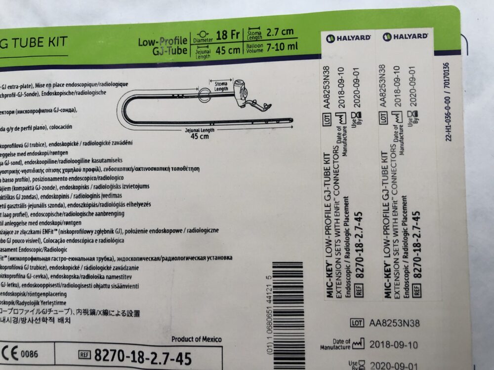 Halyard 8270-18-2.7-45 Mic-Key* Gastric-Jejunal Feeding Tube Kit ...