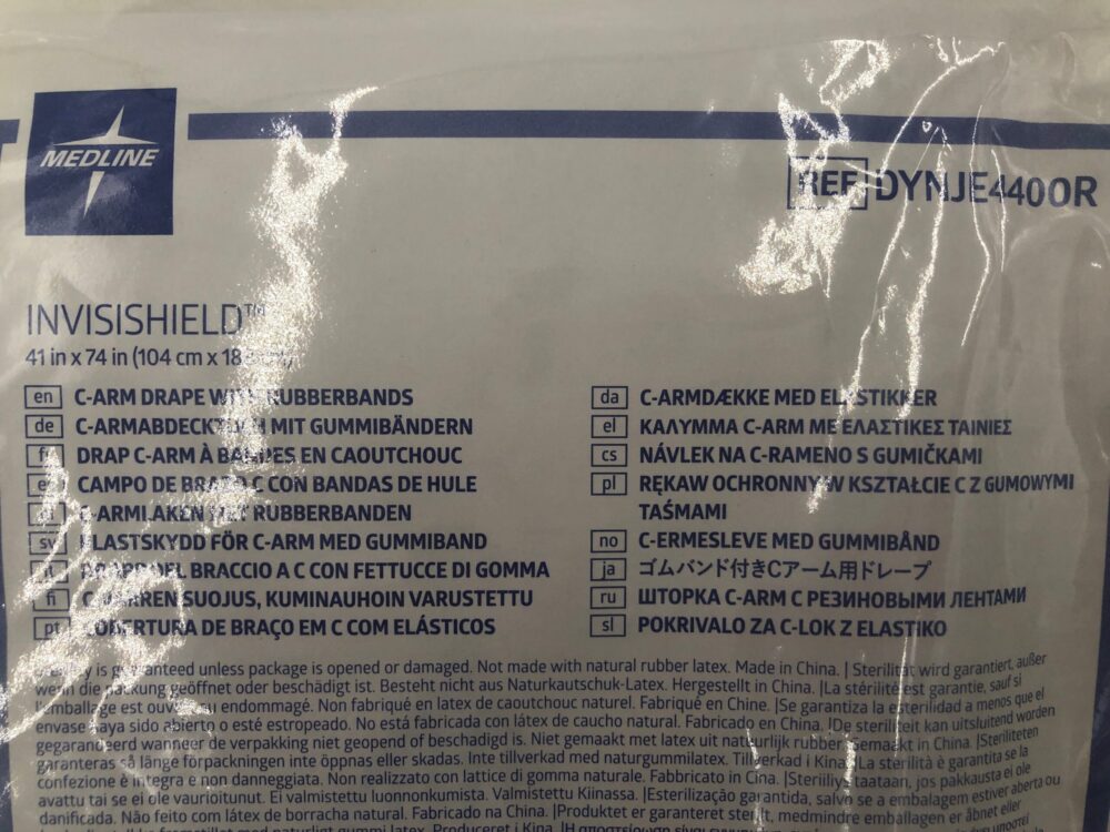 MEDLINE DYNJE4400R INVISISHIELD C-Arm Drape 41″ x 74″ with Rubberbands ...