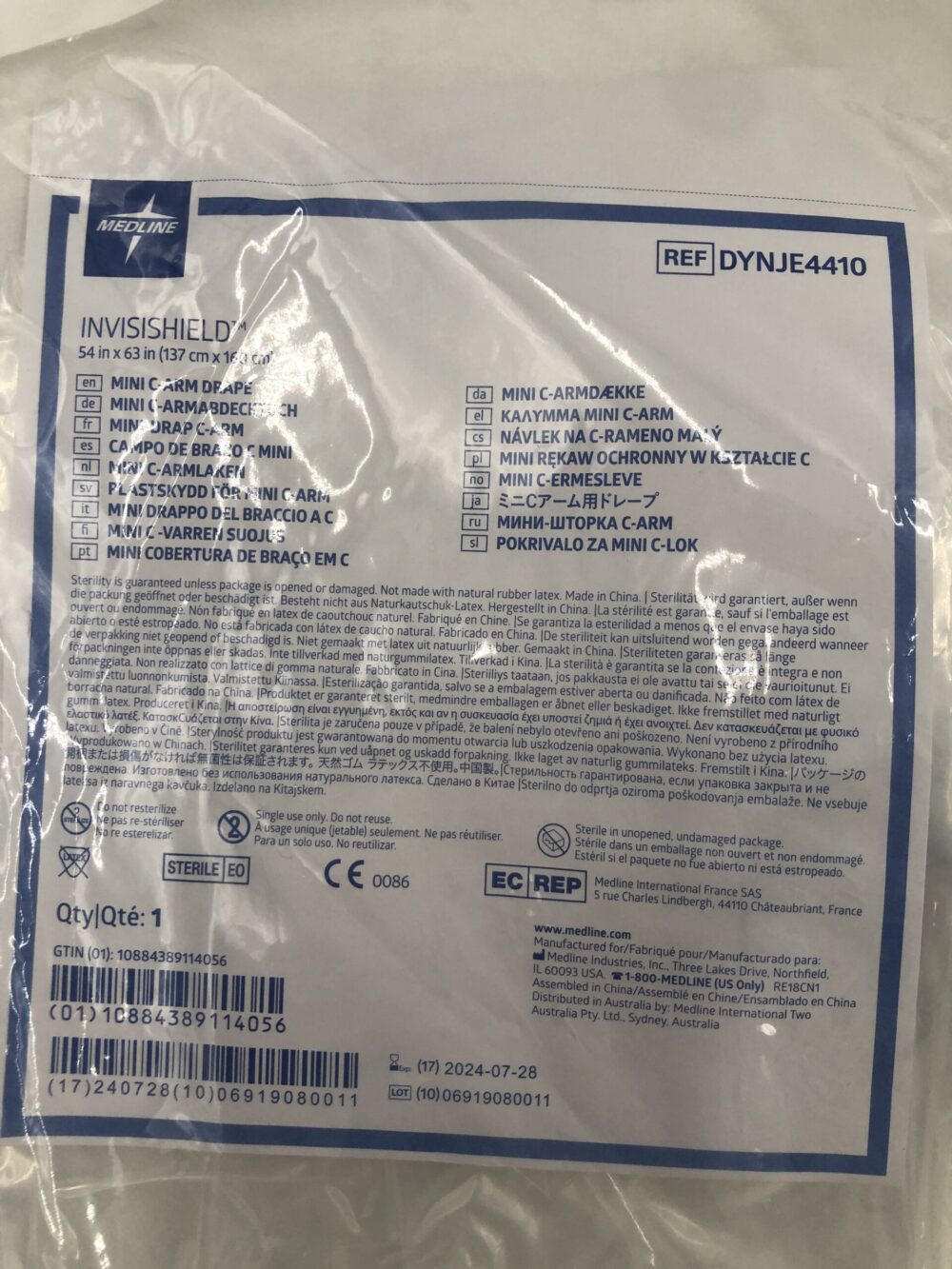 MEDLINE DYNJE4410 INVISISHIELD Mini C-Arm Drape 54″ x 63″ – GB TECH USA