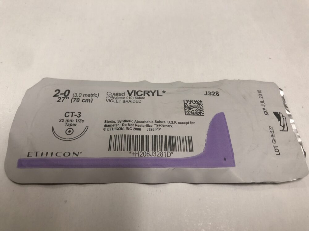 Ethicon J328 Vicryl Coated Suture Violet Braided 2-0 27" CT-3 22mm Taper (X) - GB TECH USA