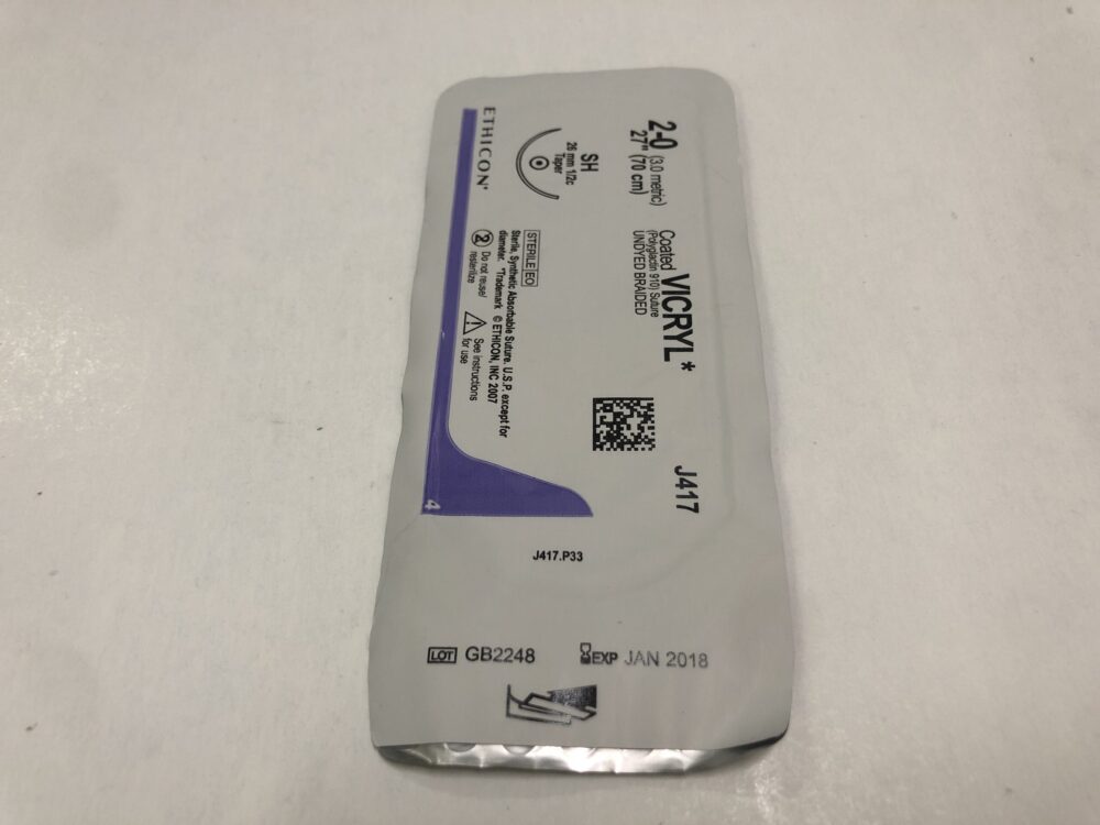 Ethicon J417 Vicryl Coated Suture Undyed Braided 2-0 27″ SH 26mm (X ...