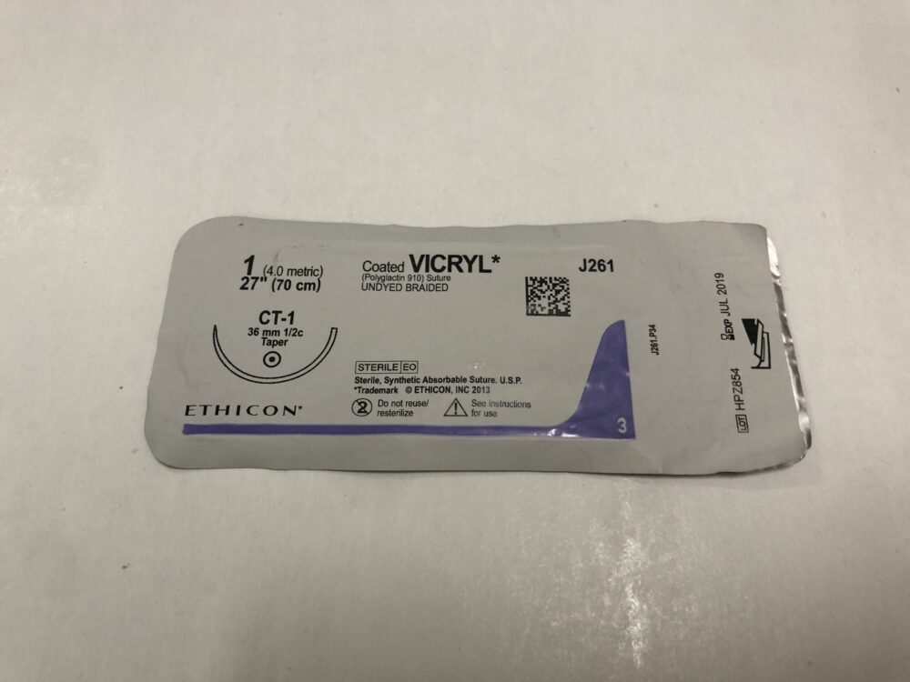 Ethicon J261 Vicryl Coated Suture Undyed Braided 1 27" CT-1 36mm Taper ...