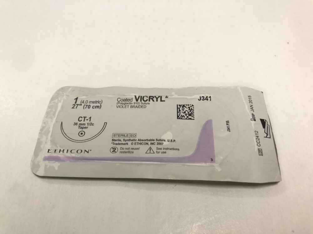 Ethicon J341 Vicryl Coated Suture Violet Braided 1 27″ CT-1 36mm Taper ...