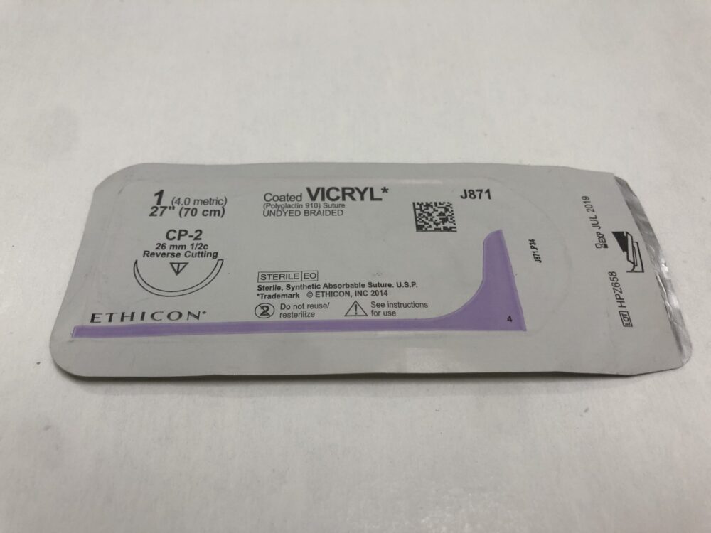 Ethicon J871 Vicryl Coated Suture Undyed Braided 1 27" CP-2 26m Reverse ...