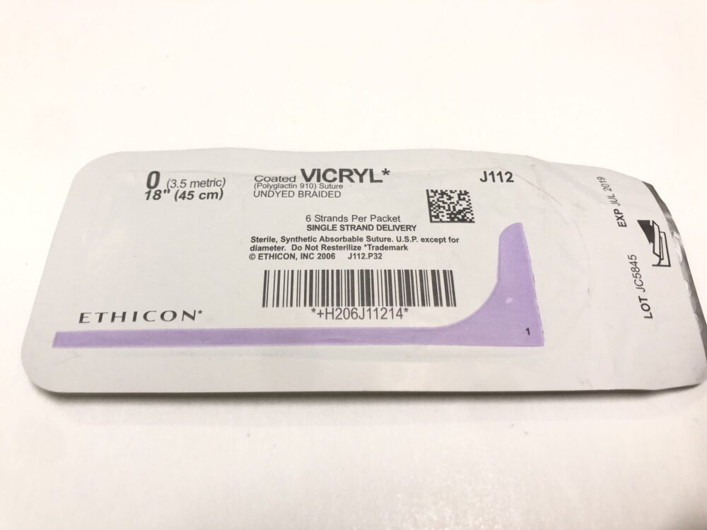Ethicon J112 Vicryl Coated Suture Undyed Braided 0 18″ 6 Strands Per ...
