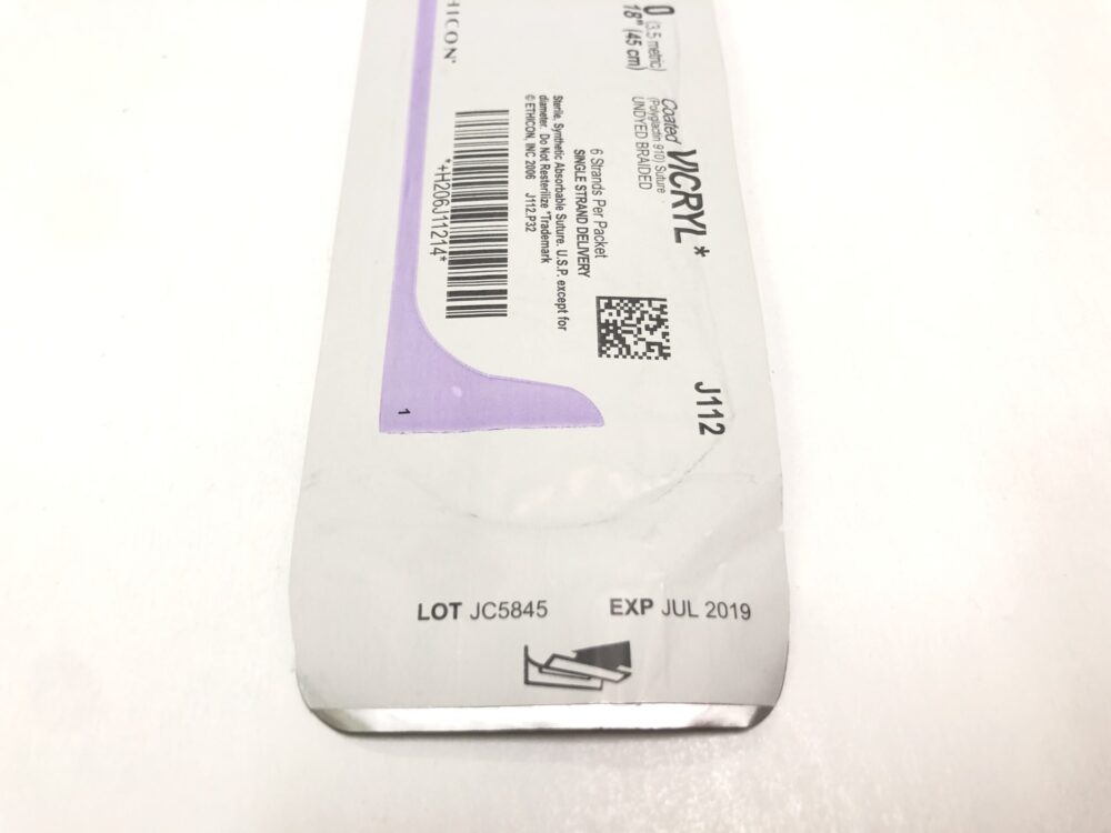 Ethicon J112 Vicryl Coated Suture Undyed Braided 0 18″ 6 Strands Per ...