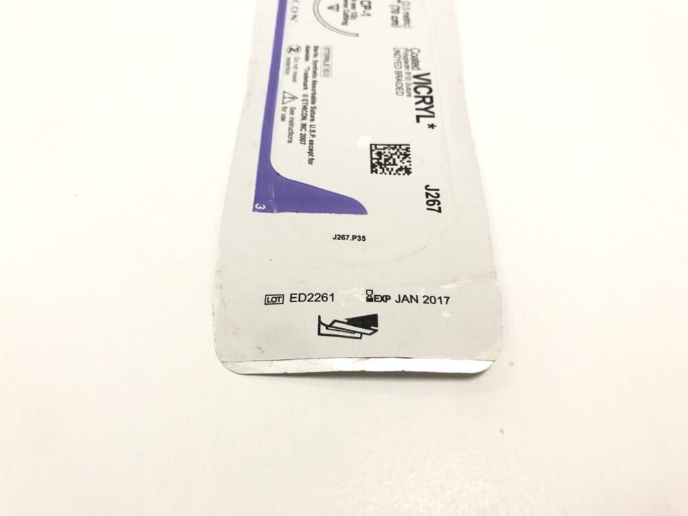 Ethicon J267 Vicryl Coated Suture Undyed Braided 0 27″ CP-1 36mm ...