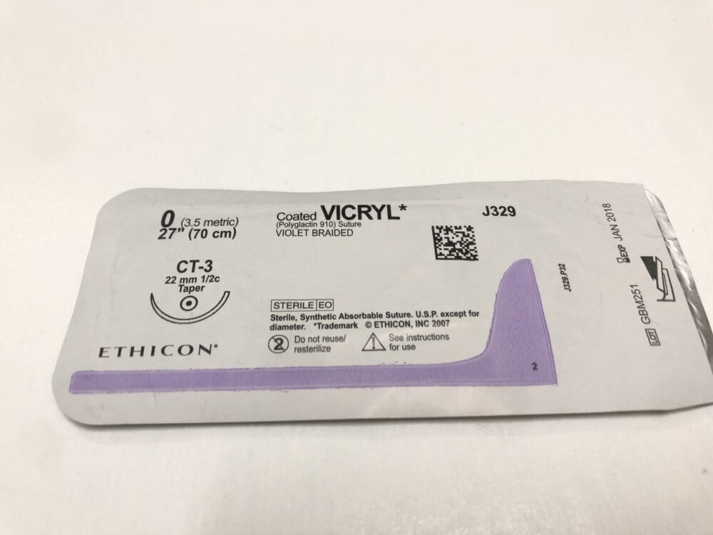Ethicon J329 Vicryl Coated Suture Violet Braided 0 27″ CT-3 22mm Taper ...