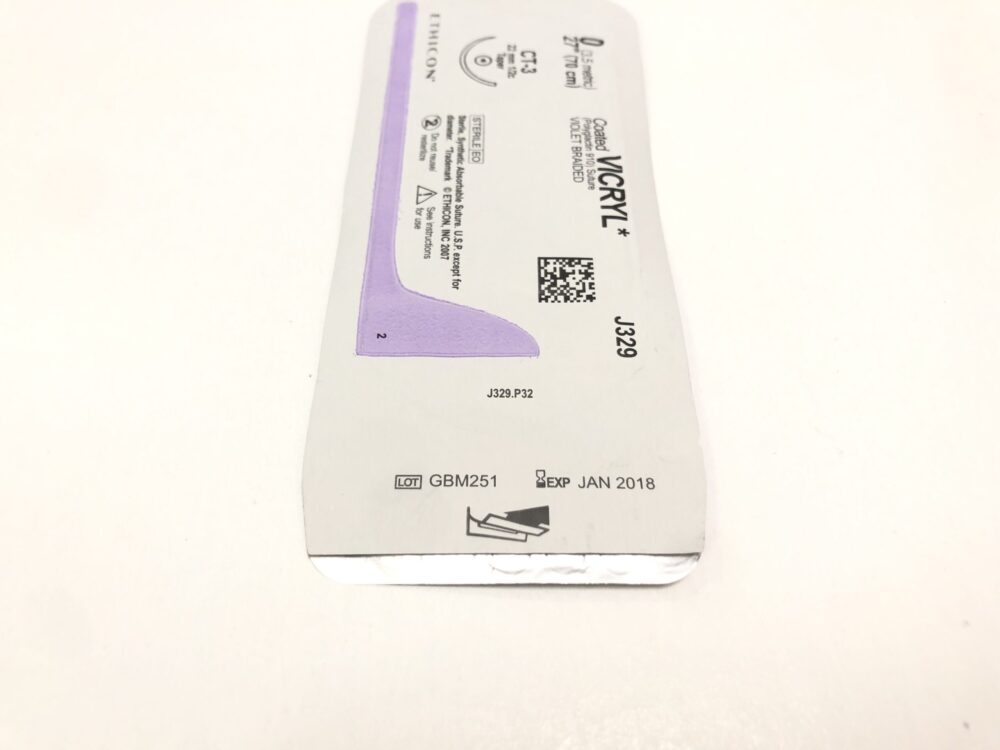 Ethicon J329 Vicryl Coated Suture Violet Braided 0 27″ CT-3 22mm Taper ...
