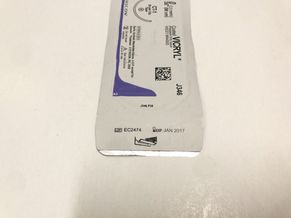 Ethicon J346 Vicryl Coated Suture Violet Braided 0 36″ CT-1 36mm Taper ...