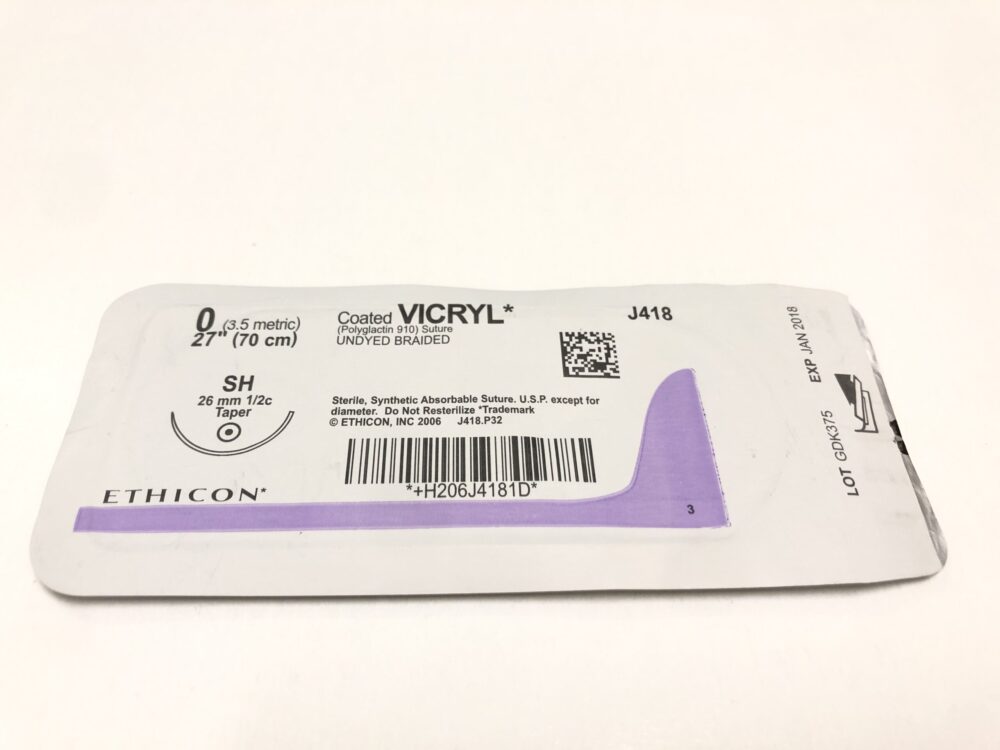 Ethicon J418 Vicryl Coated Suture Undyed Braided 0 27″ SH 26mm Taper (X) – GB TECH USA