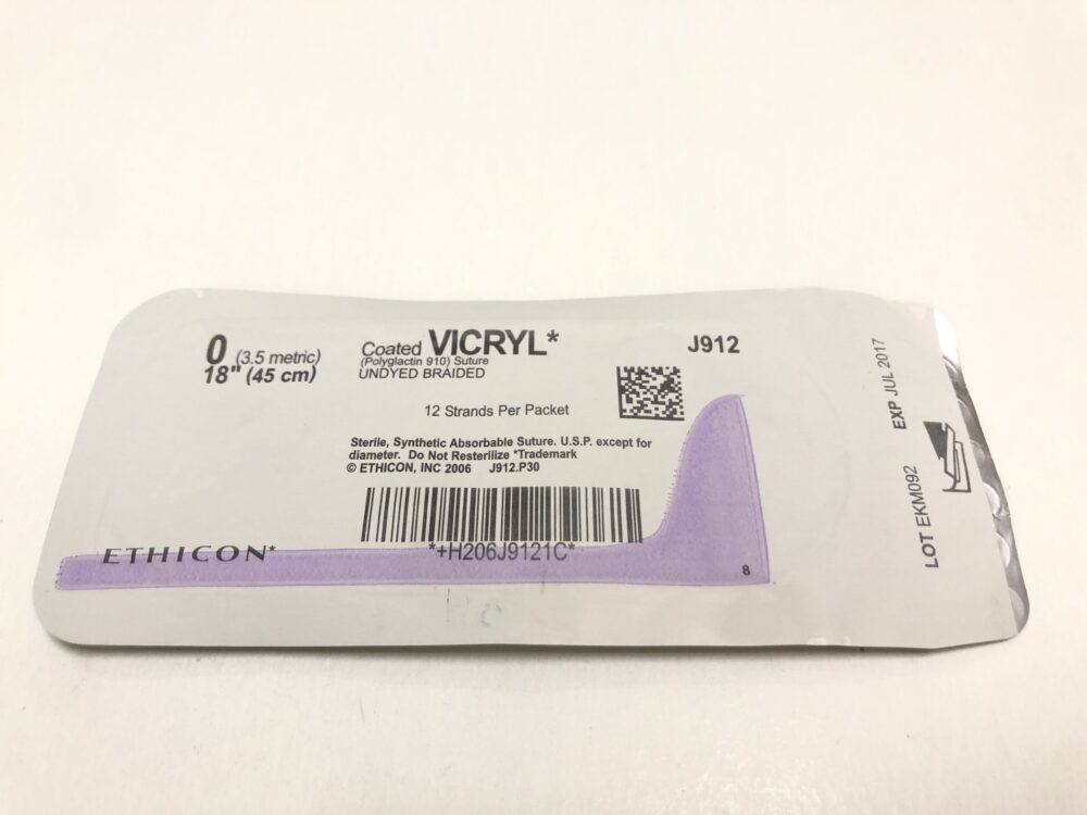 Ethicon J912 Vicryl Coated Suture Undyed Braided 0 18″ 12 Strands Per ...