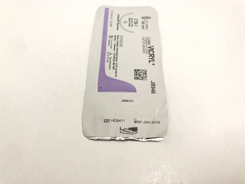 Ethicon JB946 Vicryl Coated Suture Undyed Braided 0 36″ CTB-1 36mm ...
