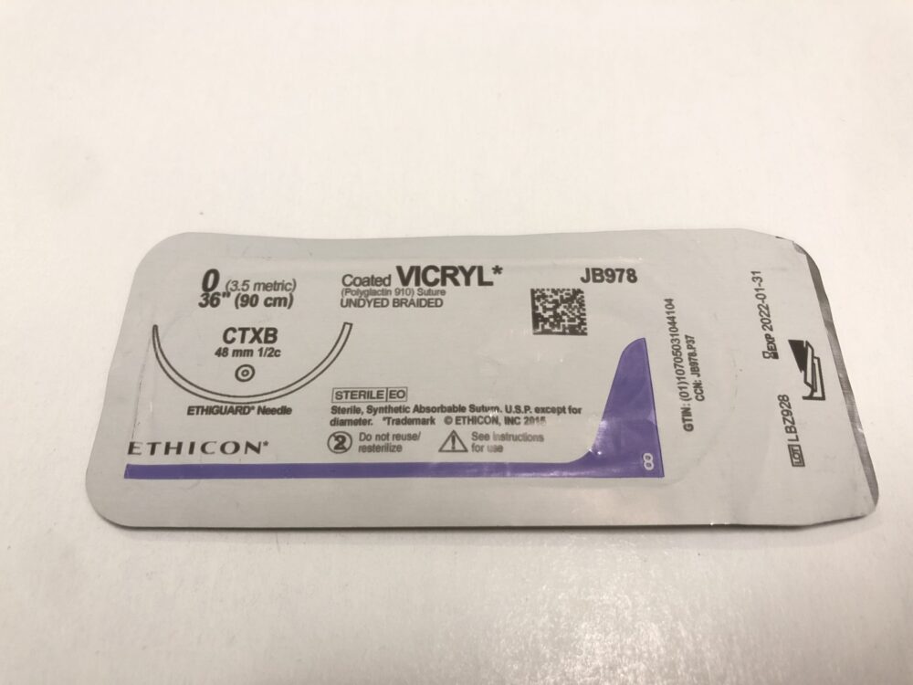 Ethicon JB978 Vicryl Coated Suture Undyed Braided 0 36″ CTXB 48 ...