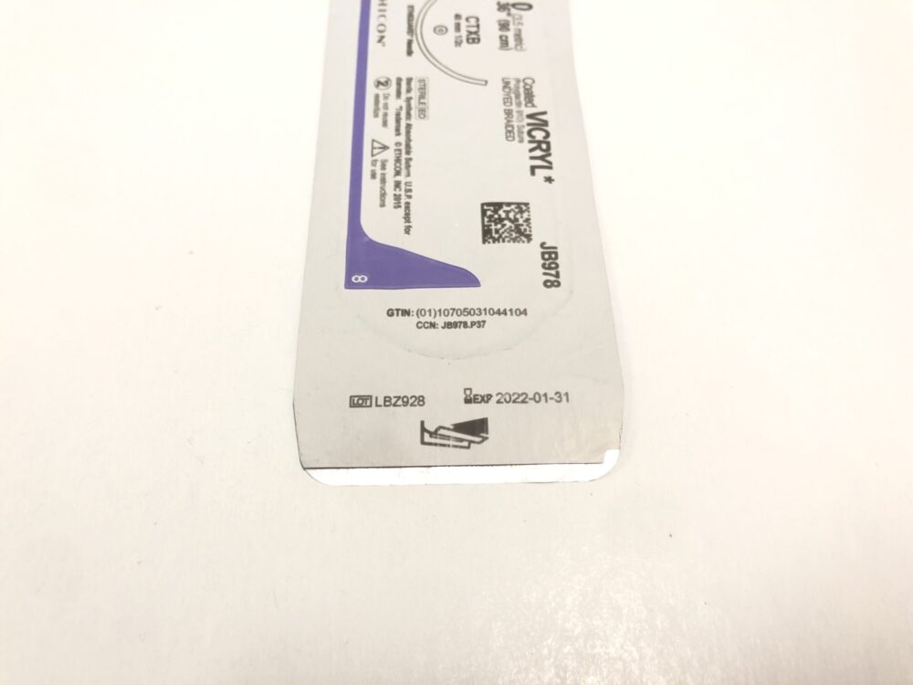 Ethicon JB978 Vicryl Coated Suture Undyed Braided 0 36″ CTXB 48 ...