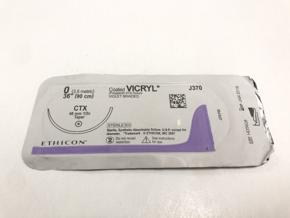 Ethicon J370 Vicryl Coated Suture Violet Braided 0 36″ CTX 48mm Taper ...