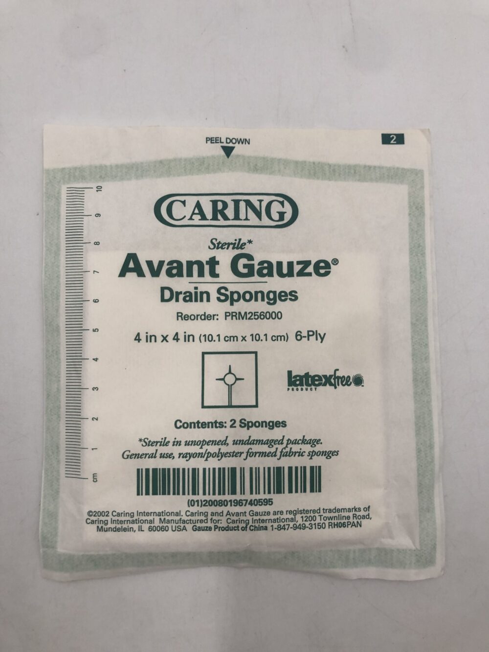Caring PRM256000 Avant Gauze Drain Sponges 4in x 4in 6-Ply (15/Pack ...