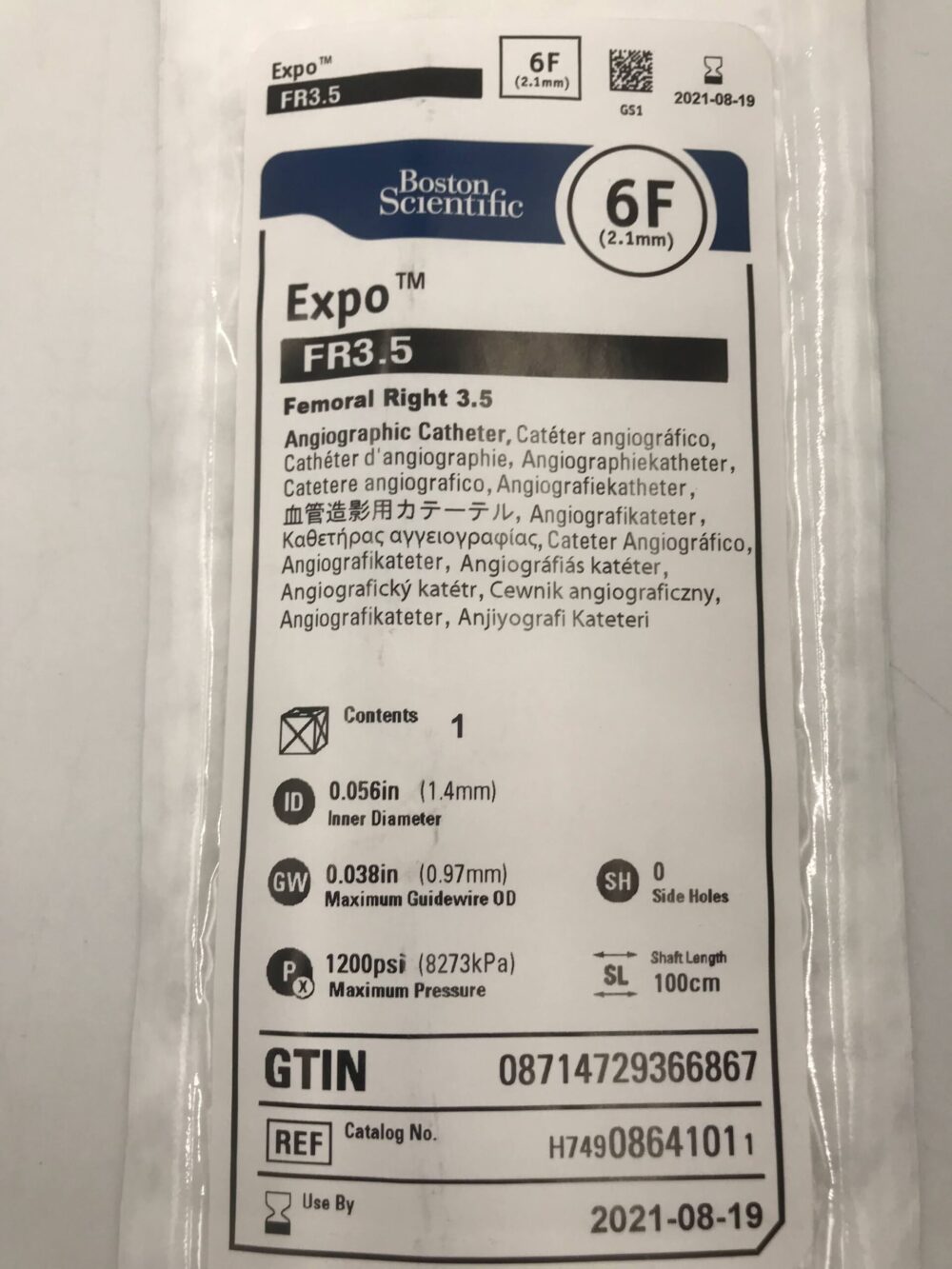 Boston Scientific 0864101 Expo FR3.5 Femoral Right 3.5 Angiographic Catheters 6F (X) – GB TECH USA
