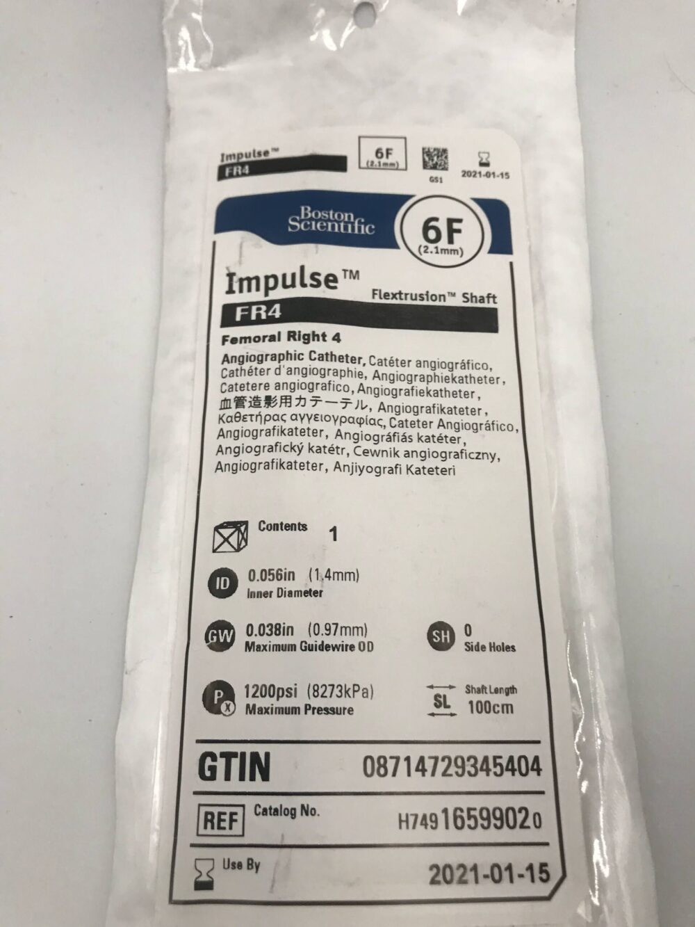 Boston Scientific 1659902 Impulse FR4 Femoral Right 4 Angiographic ...