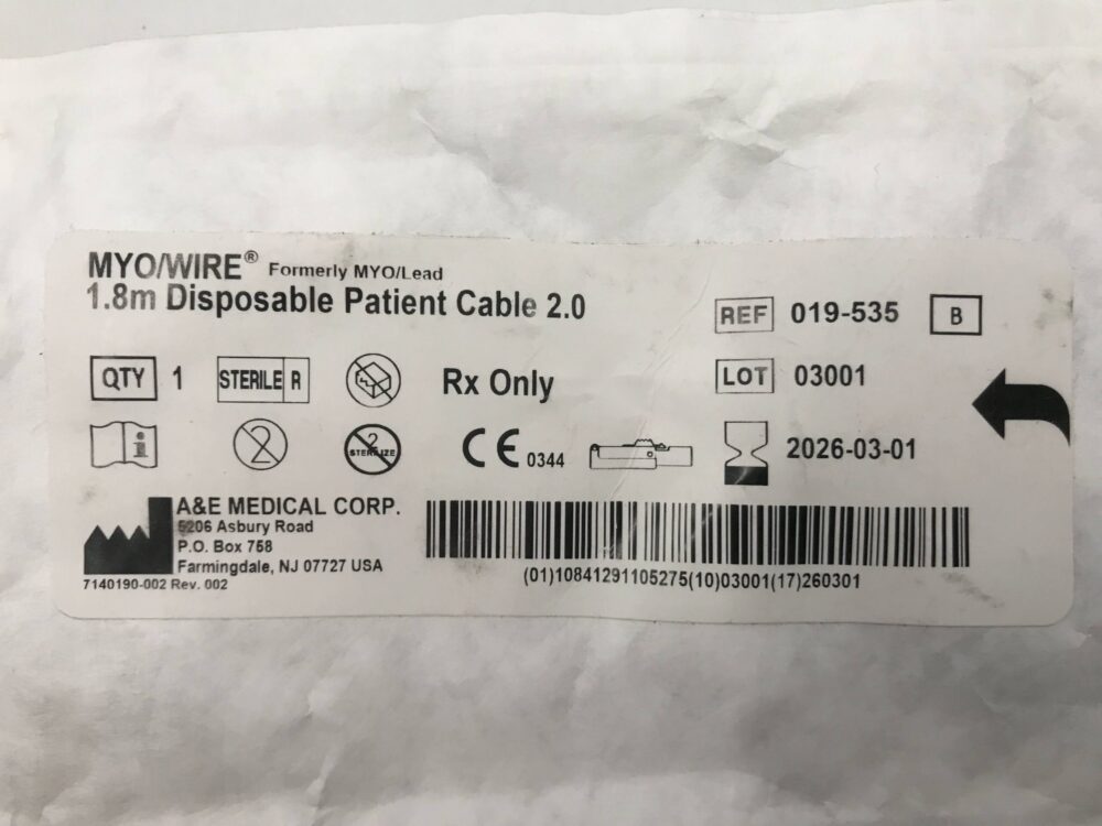 A&E Medical 019-535 MYO/WIRE 1.8m Disposable Patient Cable 2.0 – GB TECH USA