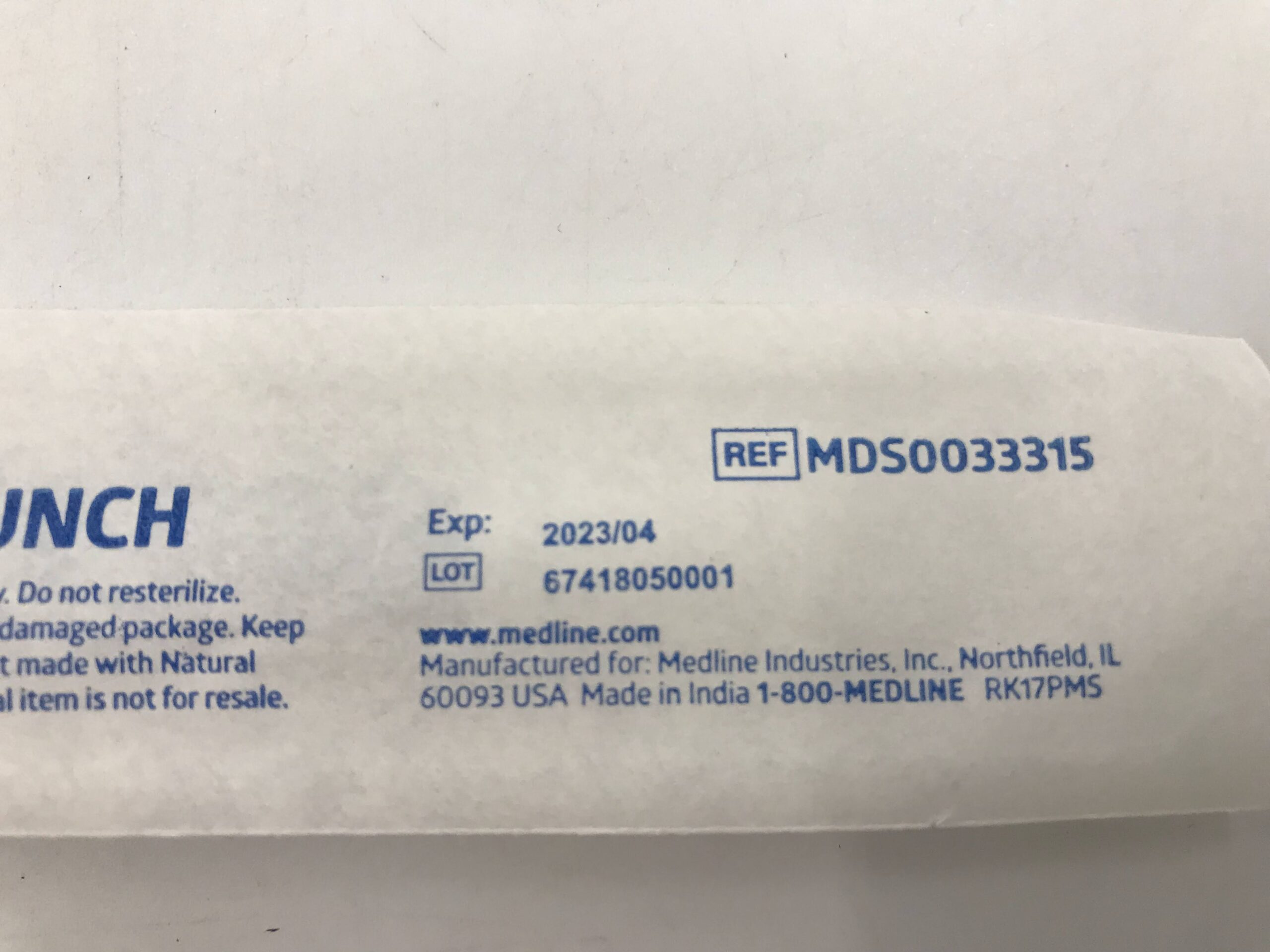 Medline MDS0033315 Disposable Dermal Biopsy Punch 1.5mm (X) - GB TECH USA