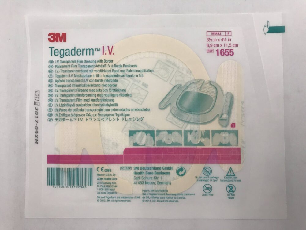 3M 1655 Tegaderm I.V. Transparent Film Dressing with Border 3 1/2in x 4 ...