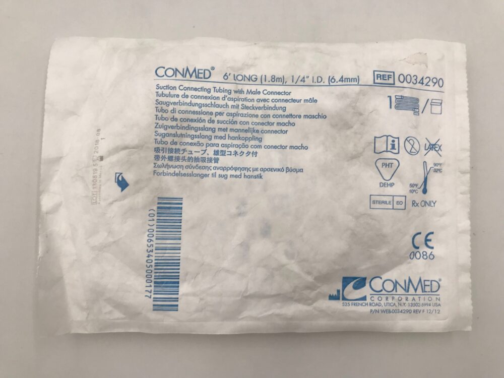 CONMED 0034290 Suction Connecting Tubing w/Male Connector 6' Long (X ...