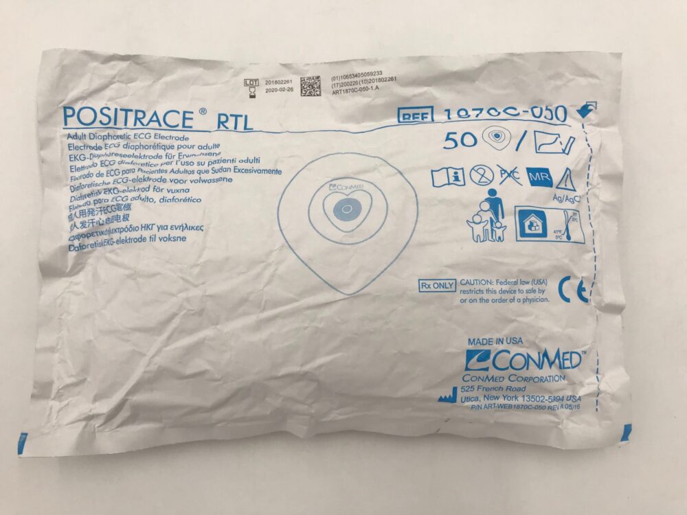 CONMED 1870C-050 Positrace RTL Adult Diaphoretic ECG Electrode (50/Pkg ...