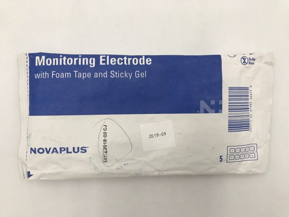 NOVAPLUS V2560 Monitoring Electrode w/ Foam Tape & Sticky Gel (5/Pkg)(X ...