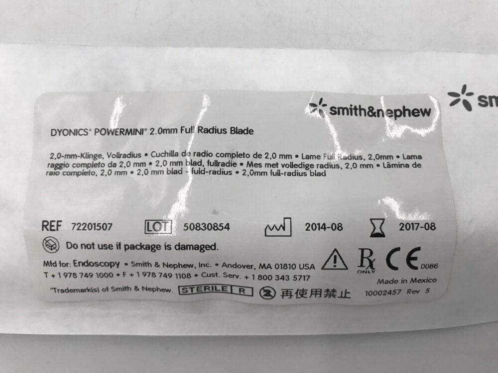 Smith & Nephew 72201507 Dyonics Powermini 2.0mm Full Radius Blade ...