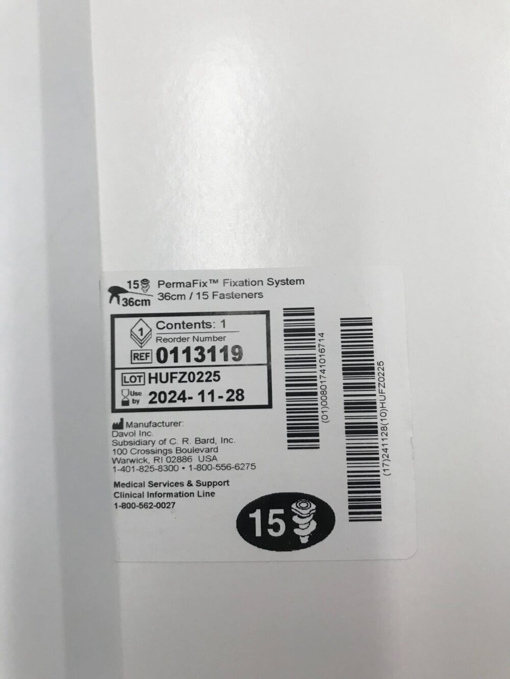 BARD 0113119 PermaFix Fixation System 36cm / 15Fasteners – GB TECH USA