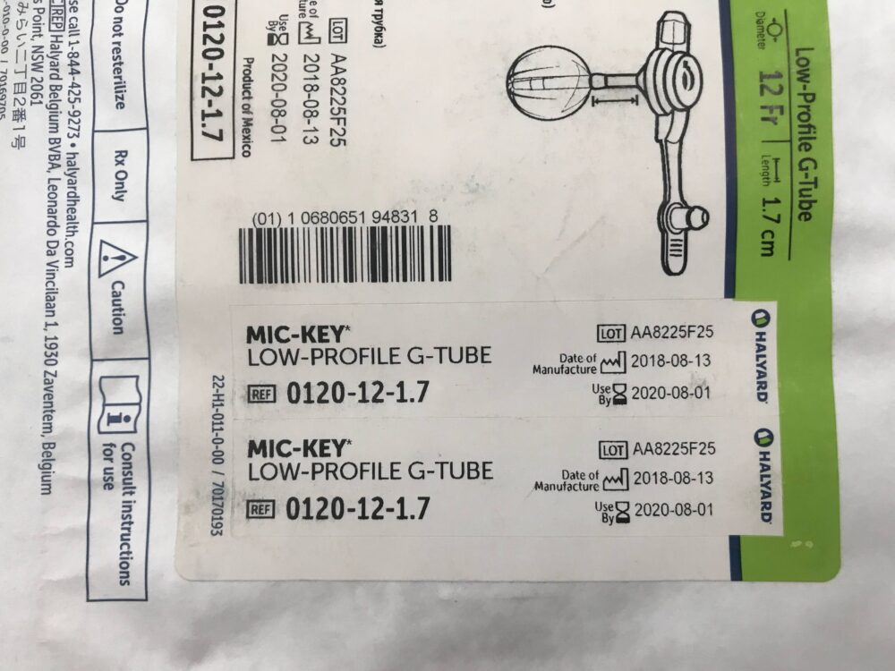 Halyard 0120-12-1.7 Mic-Key* Gastrostomy Feeding Tube Low-Profile G-Tube 12Fr (X) - GB TECH USA