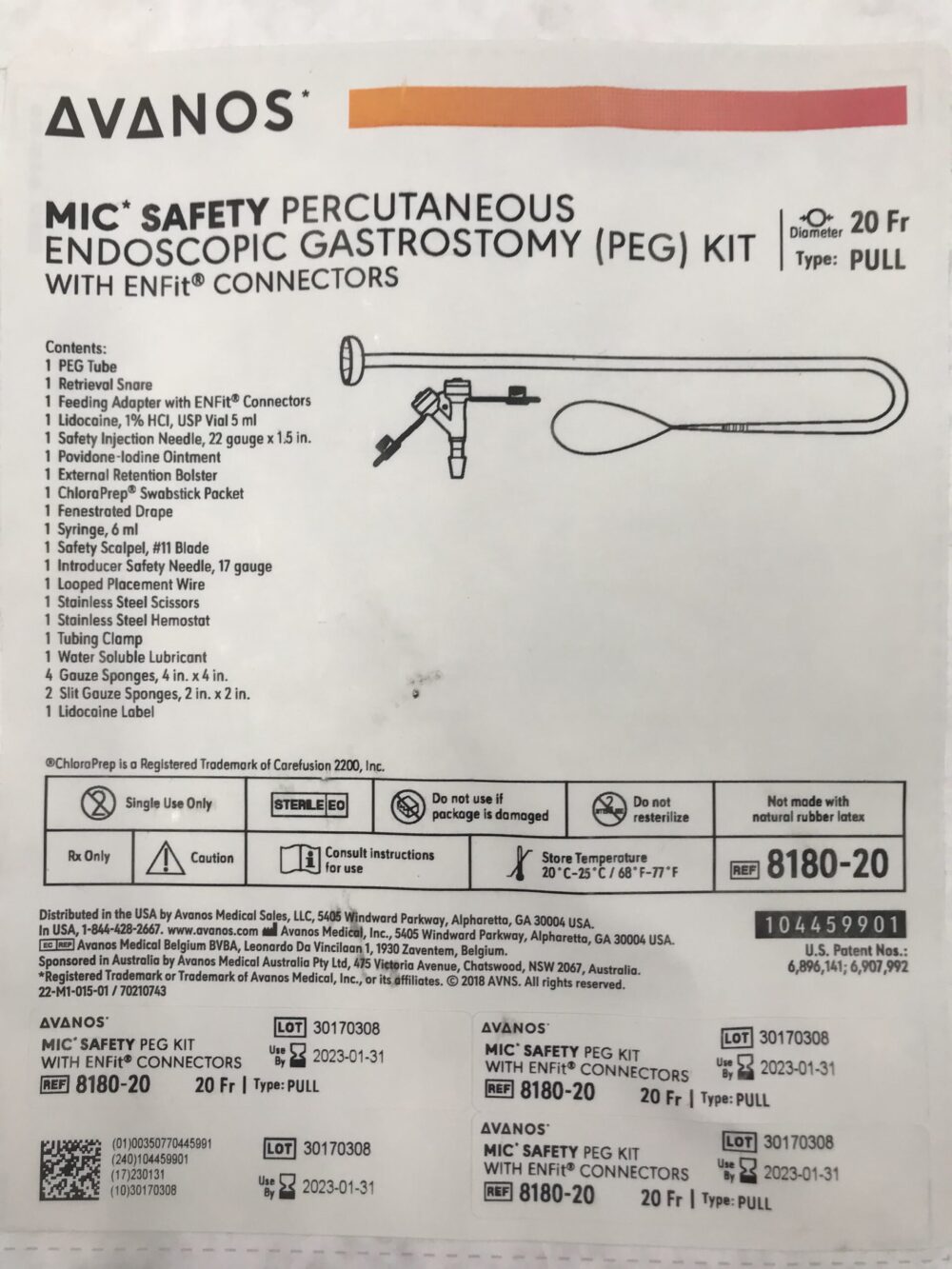 Avanos 8180-20 Mic* Safety Percutaneous Endoscopic Gastrostomy (PEG ...