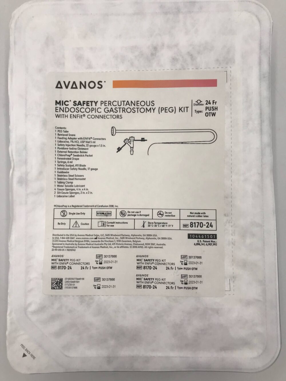 Avanos 8170-24 Mic Safety Percutaneous Endoscopic Gastrostomy (PEG) Kit ...