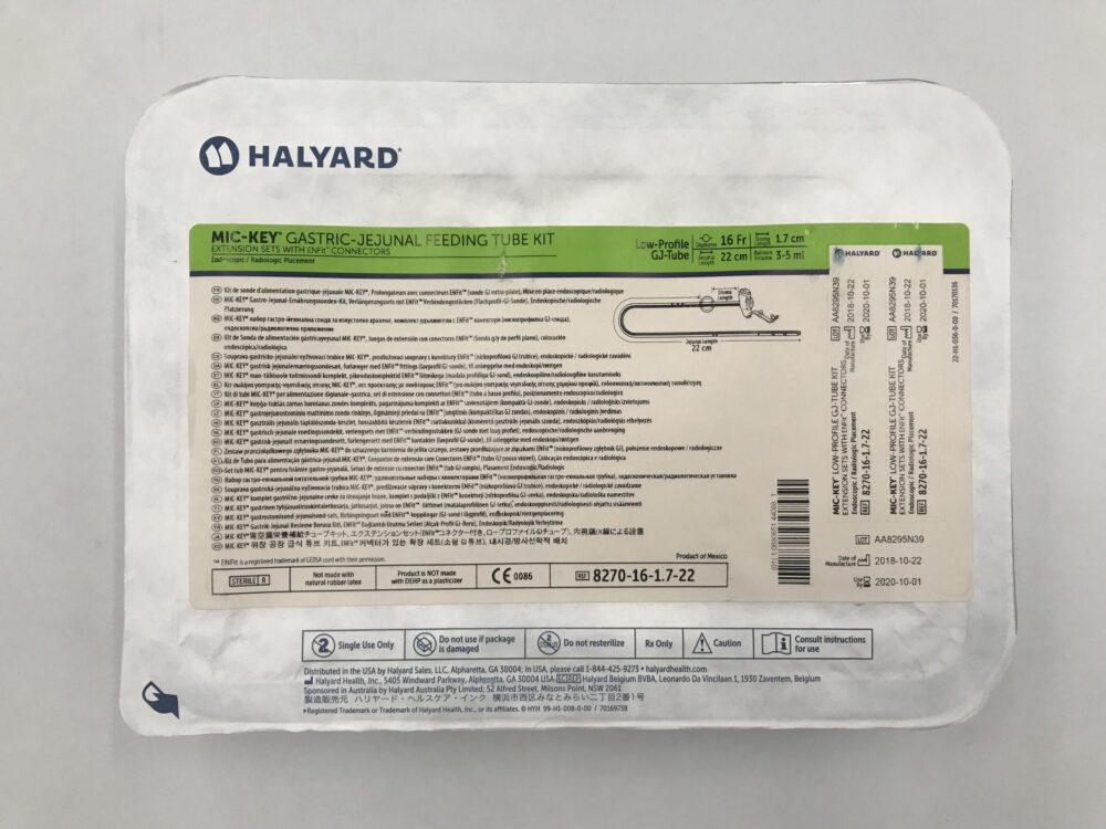 Halyard 8270-16-1.7-22 Mic-Key* Gastric-Jejunal Feeding Tube Kit Extension Sets with ENFit ...