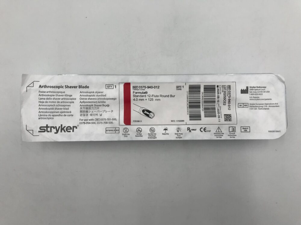 STRYKER 0375-940-012 Formula Standard 12-Flute Round Bur 4mm x 125mm ...