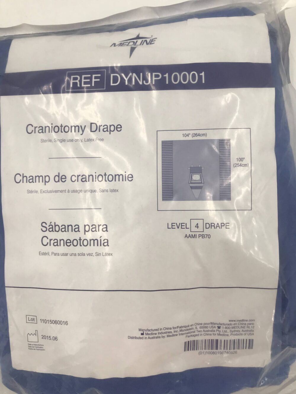 MEDLINE DYNJP10001 Craniotomy Drape 104″ x 100″ Level 4 Drape – GB TECH USA
