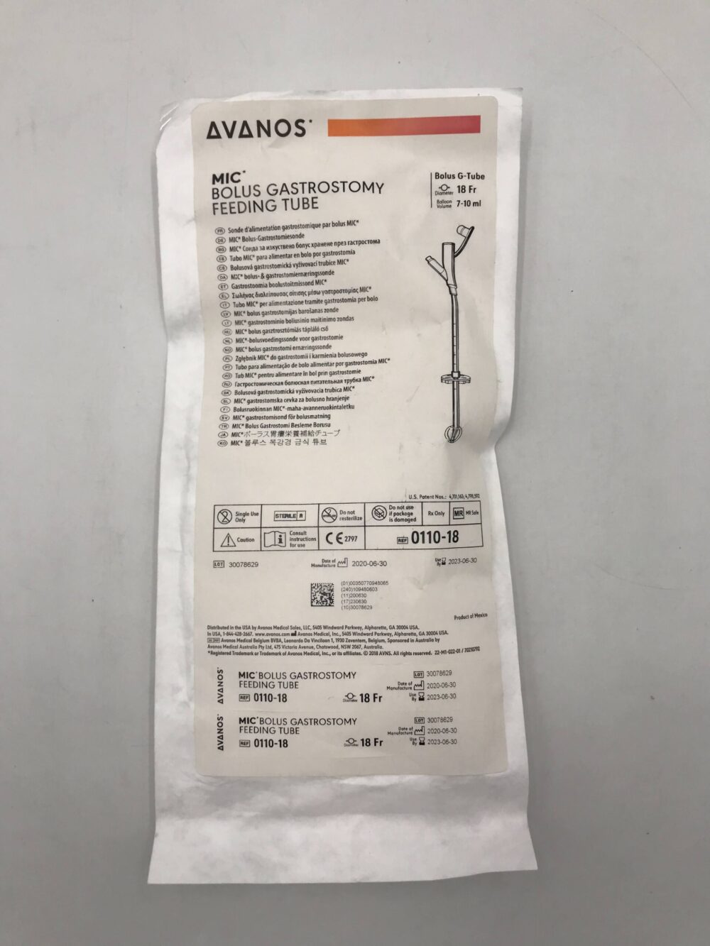 AVANOS 0110-18 MIC Bolus Gastrostomy Feeding Tube 18F (X) – GB TECH USA