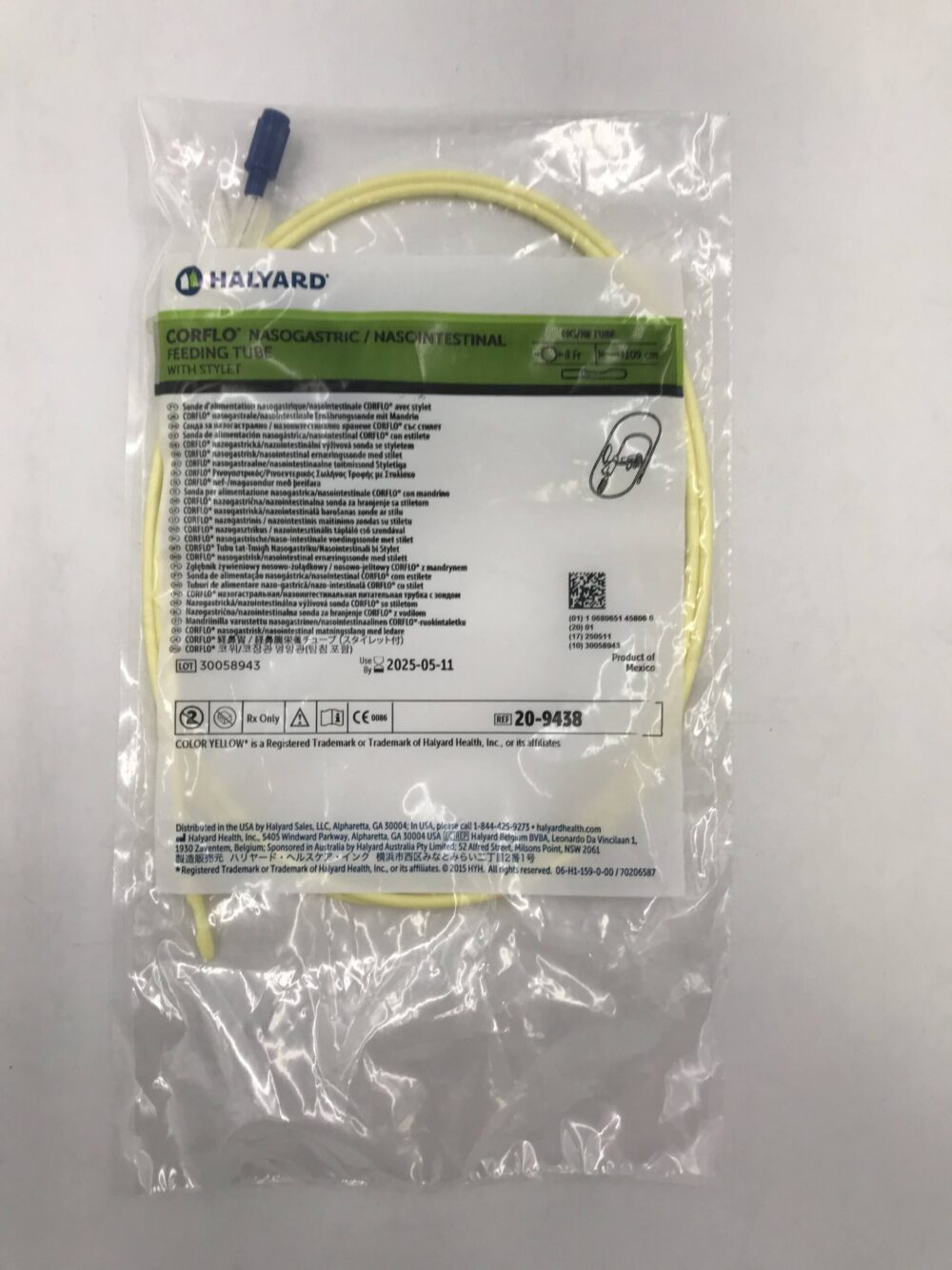 HALYARD 20-9438 CorFlo Nasogastric / Nasointestinal Feeding Tube w ...