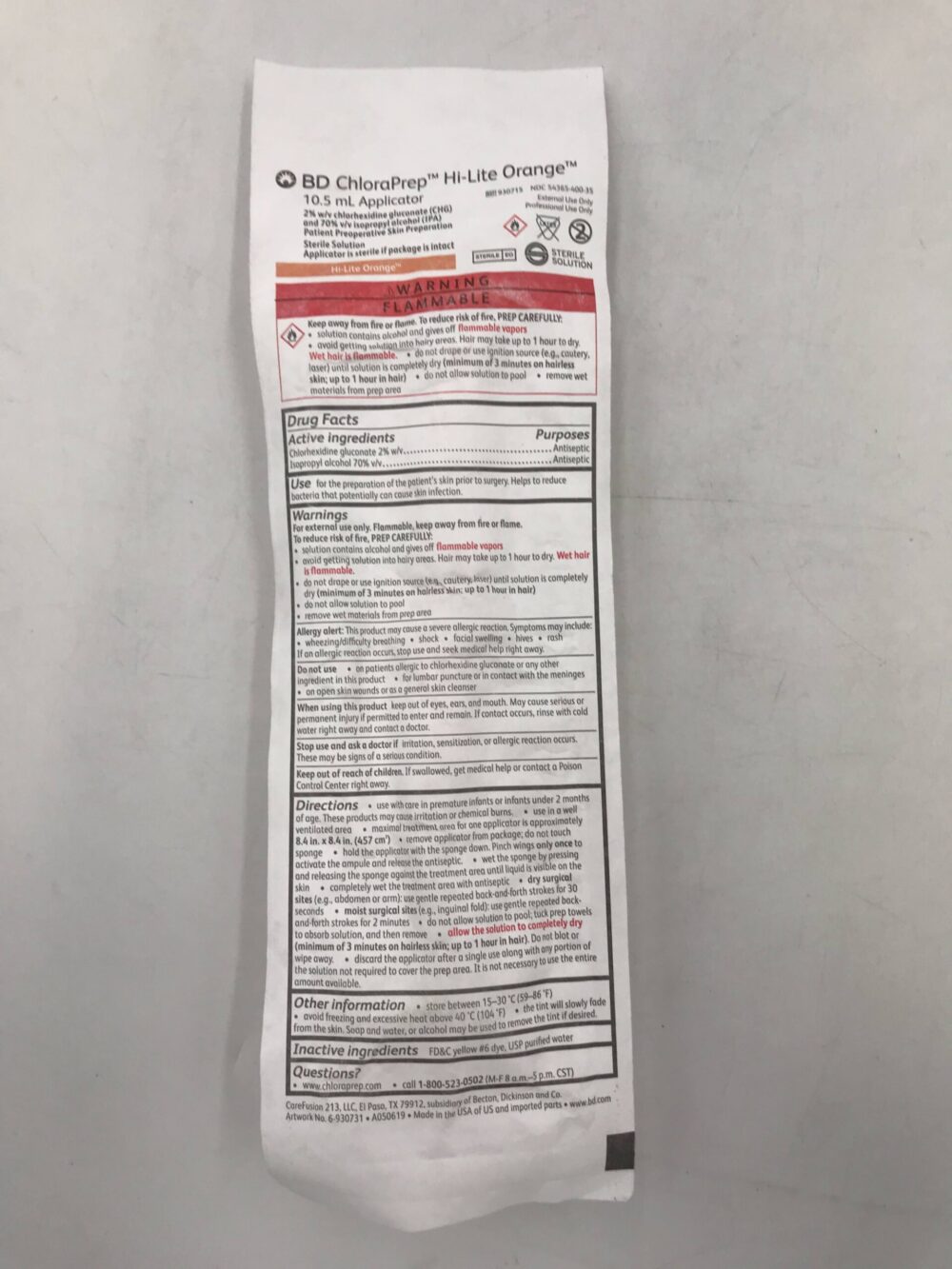 BD 930715 ChloraPrep Hi-Lite Orange 10.5mL Appliecator Hi-Lite Orange(6/Bag)(X) - GB TECH USA