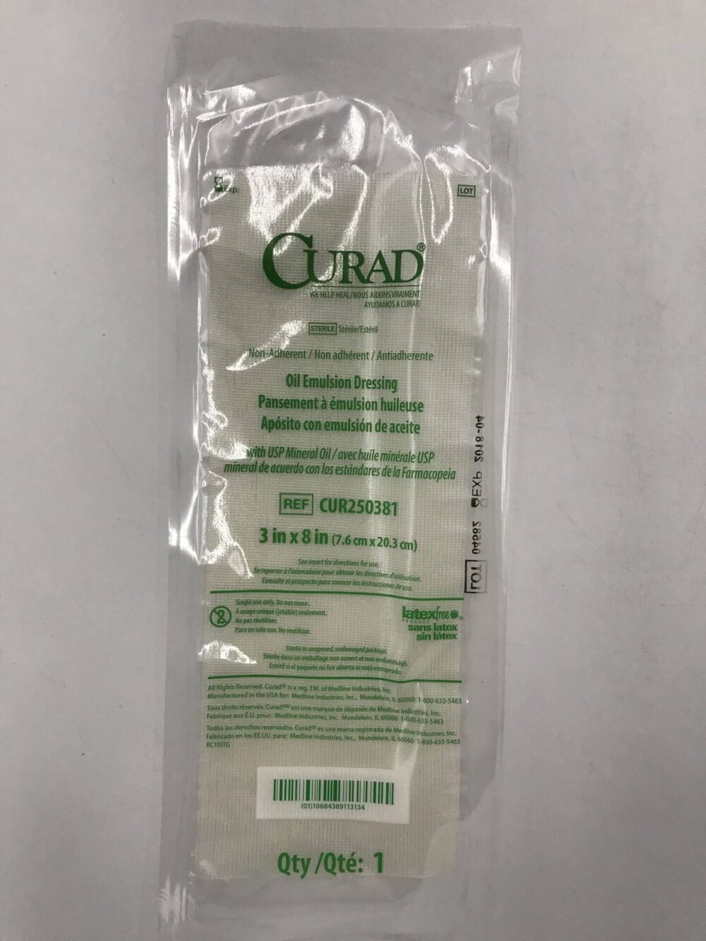 Medline CUR250381 Curad Non-Adherent Oil Emulsion Dressing with USP ...